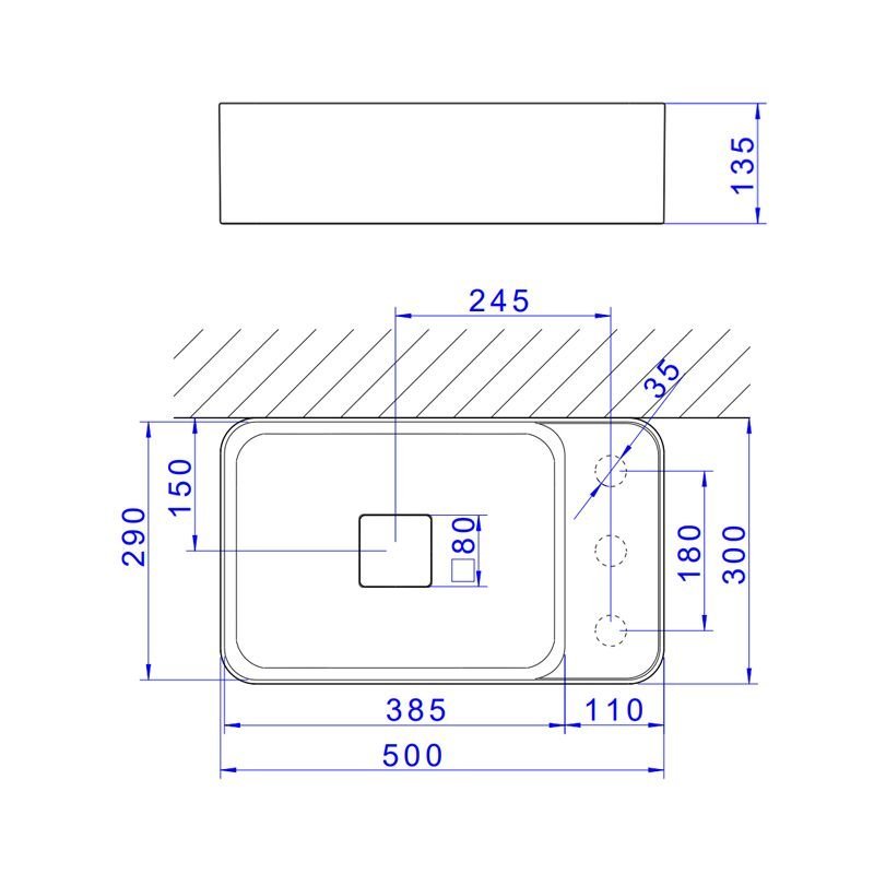Cuba de Apoio Deca Slim 50x30 L.43050.MD.49 Retangular com Mesa à ...