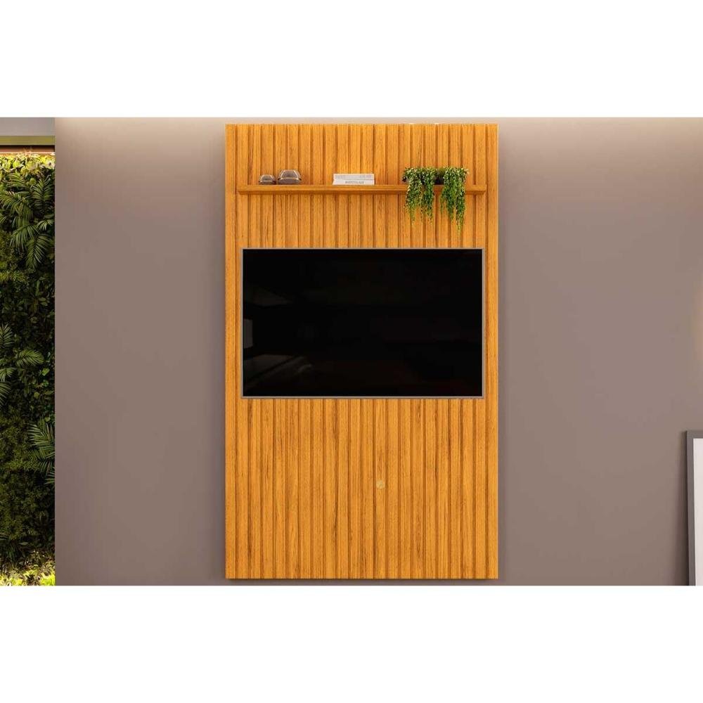 Painel Home P/tv até 55 Polegadas Pratic Ripado C/ Prateleira 143x240cm Cedro - Dj Móveis ...
