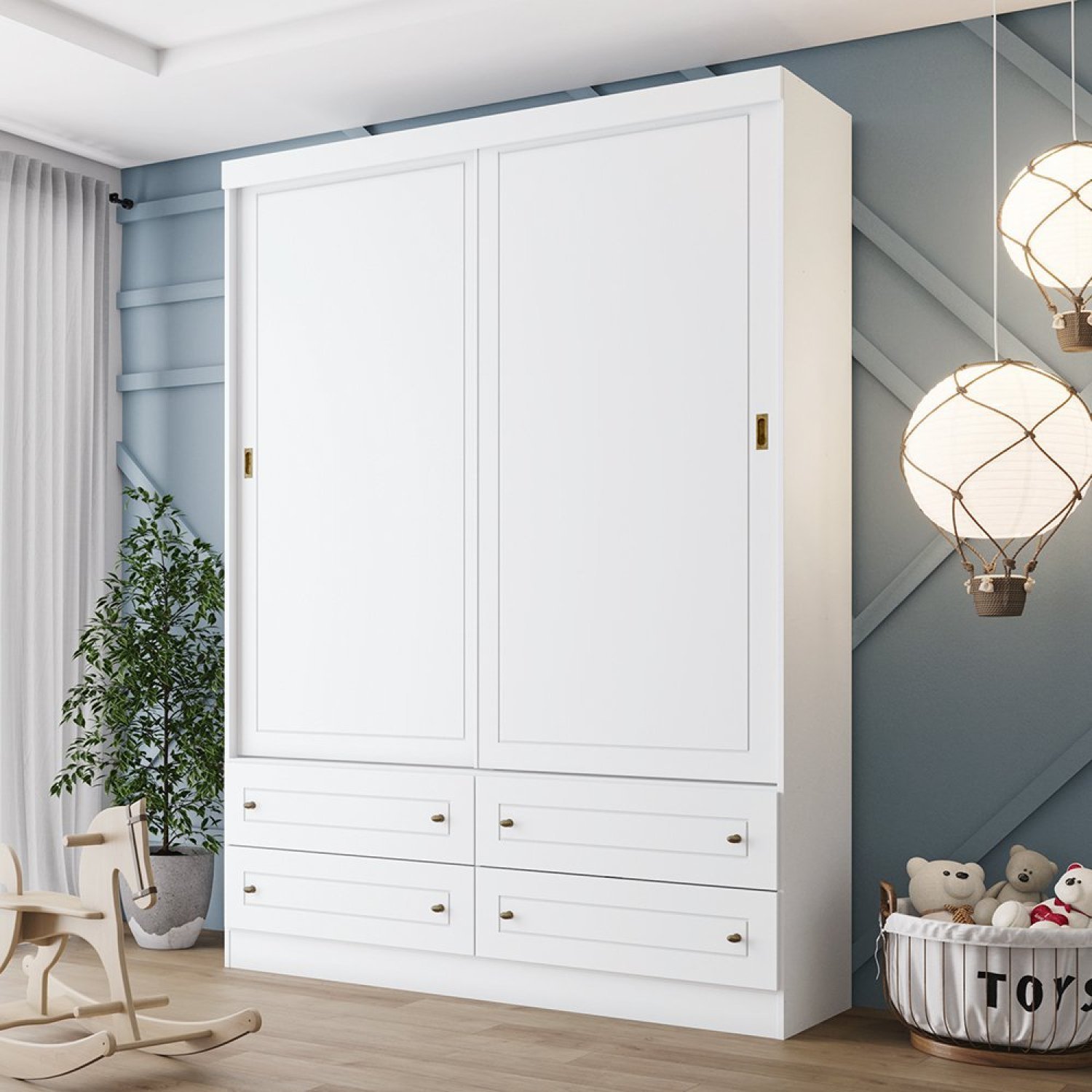 Guarda Roupa Infantil 2 Portas Deslizantes 4 Gavetas Nova York Espresso ...