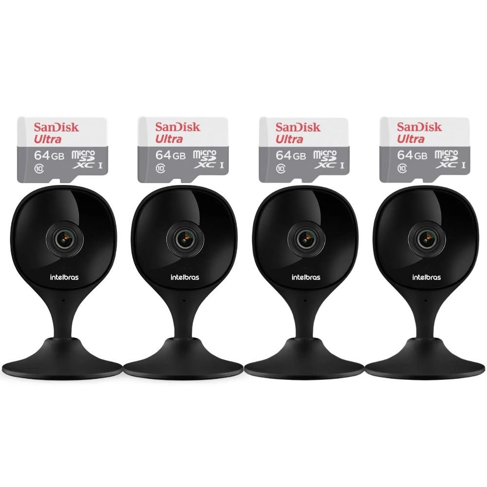 4 Câmeras Wi-fi Imx C Black Mibo Intelbras + Sd 64gb Ultra IMX C BLACK ...