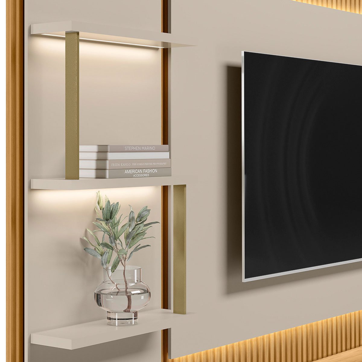 Conjunto Rack com Painel Modulado para Tv até 70" e 2 Módulos Laterais ...