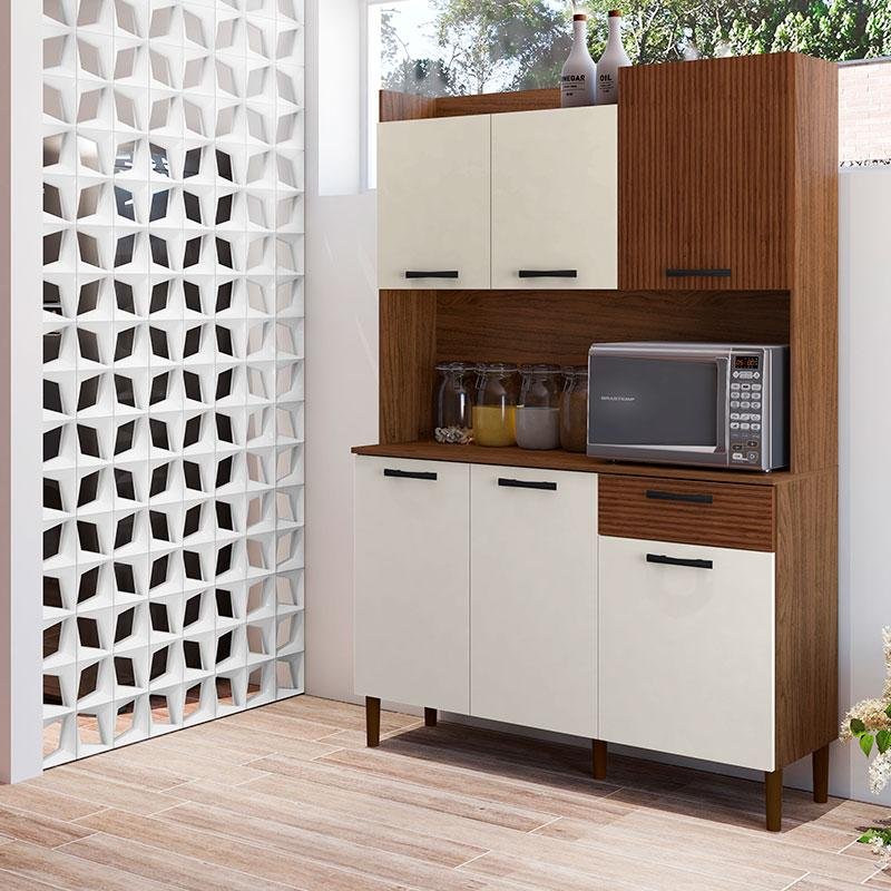 Kit Cozinha Gênova 6 Portas Nogueira Off White Ripado - Kits Paraná ...