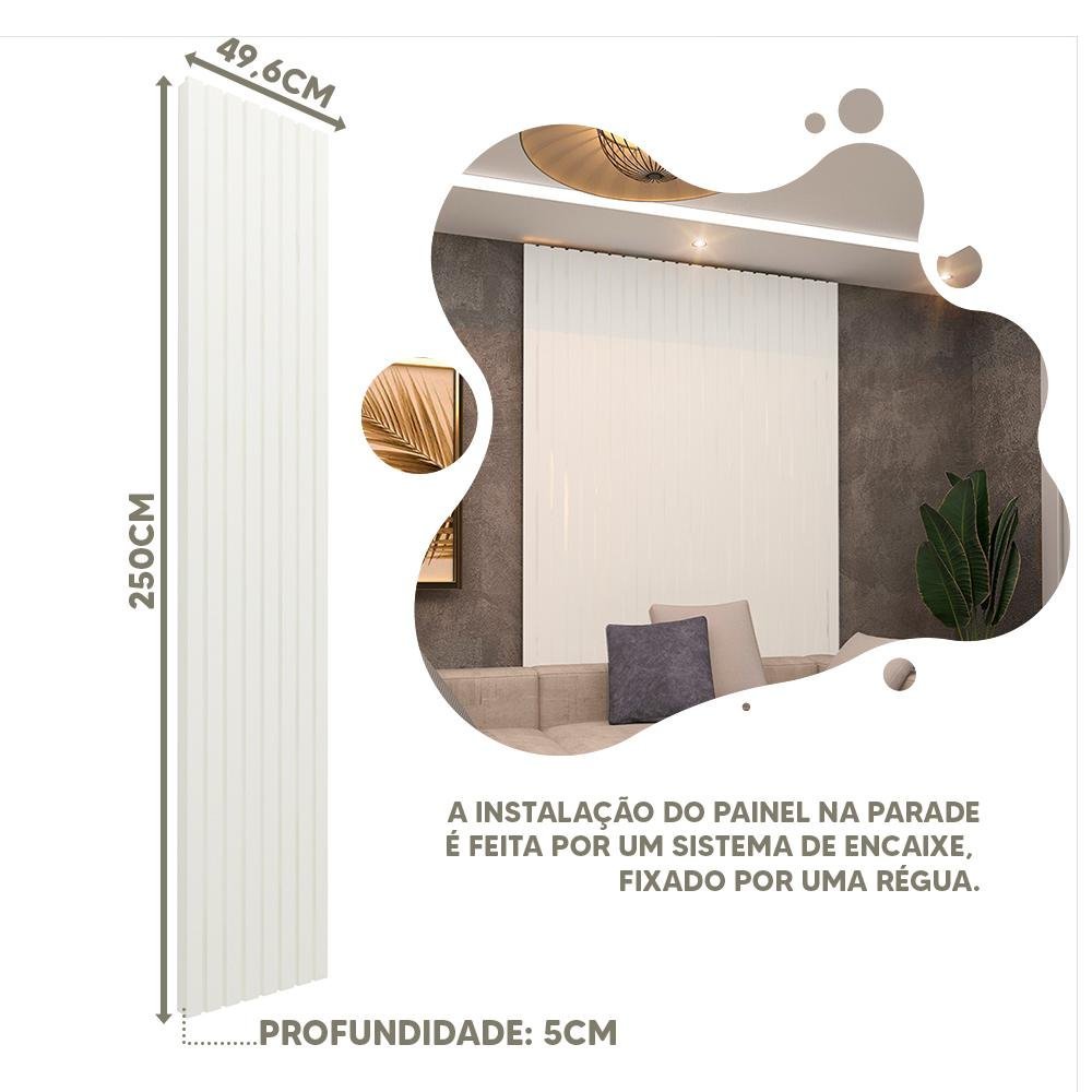 Placa Decorativa Ripada 50 cm x 250 cm 100% MDF Branco Notório Shop JM ...