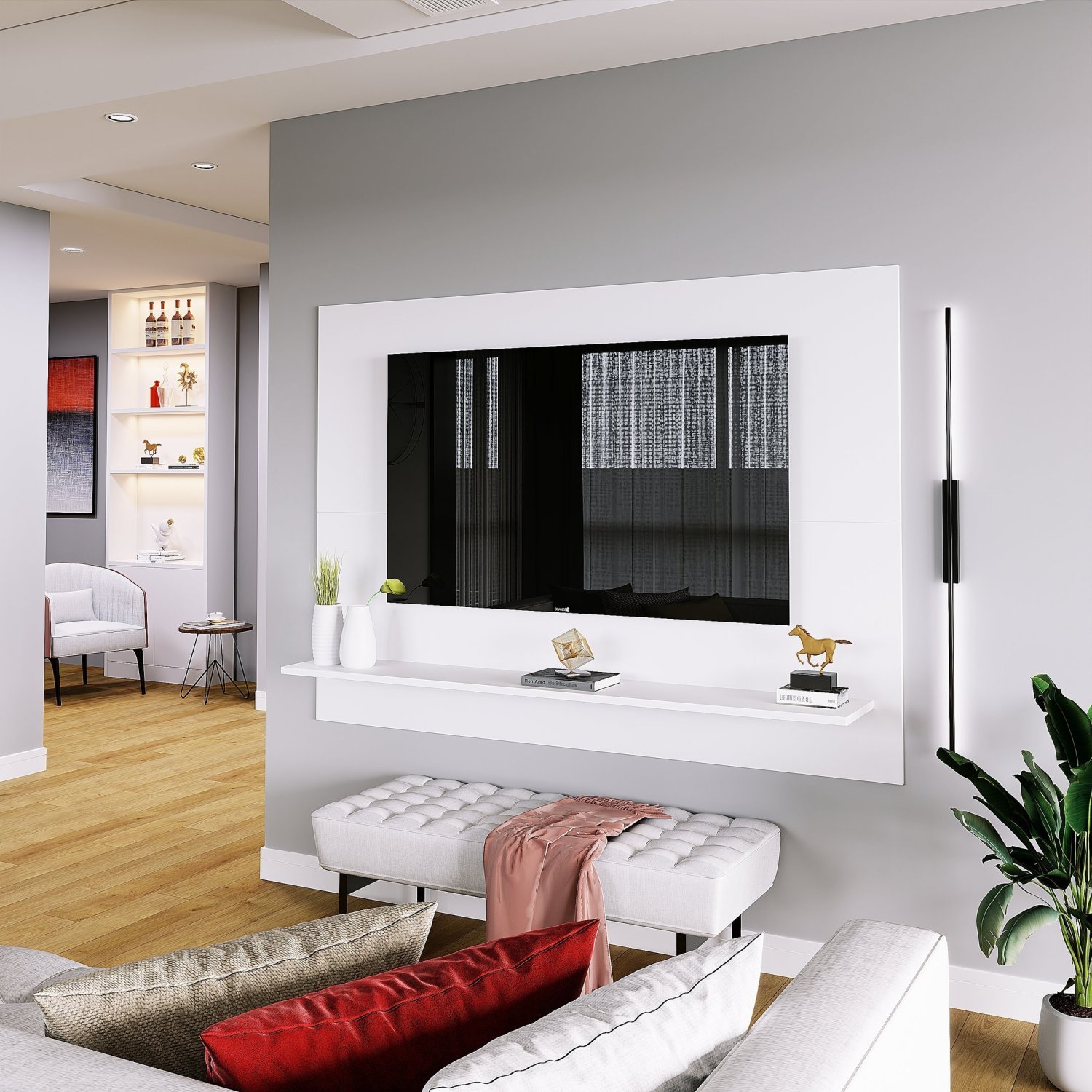 Painel Para TV até 50 Polegadas 1 Prateleira Columbia Espresso Móveis ...