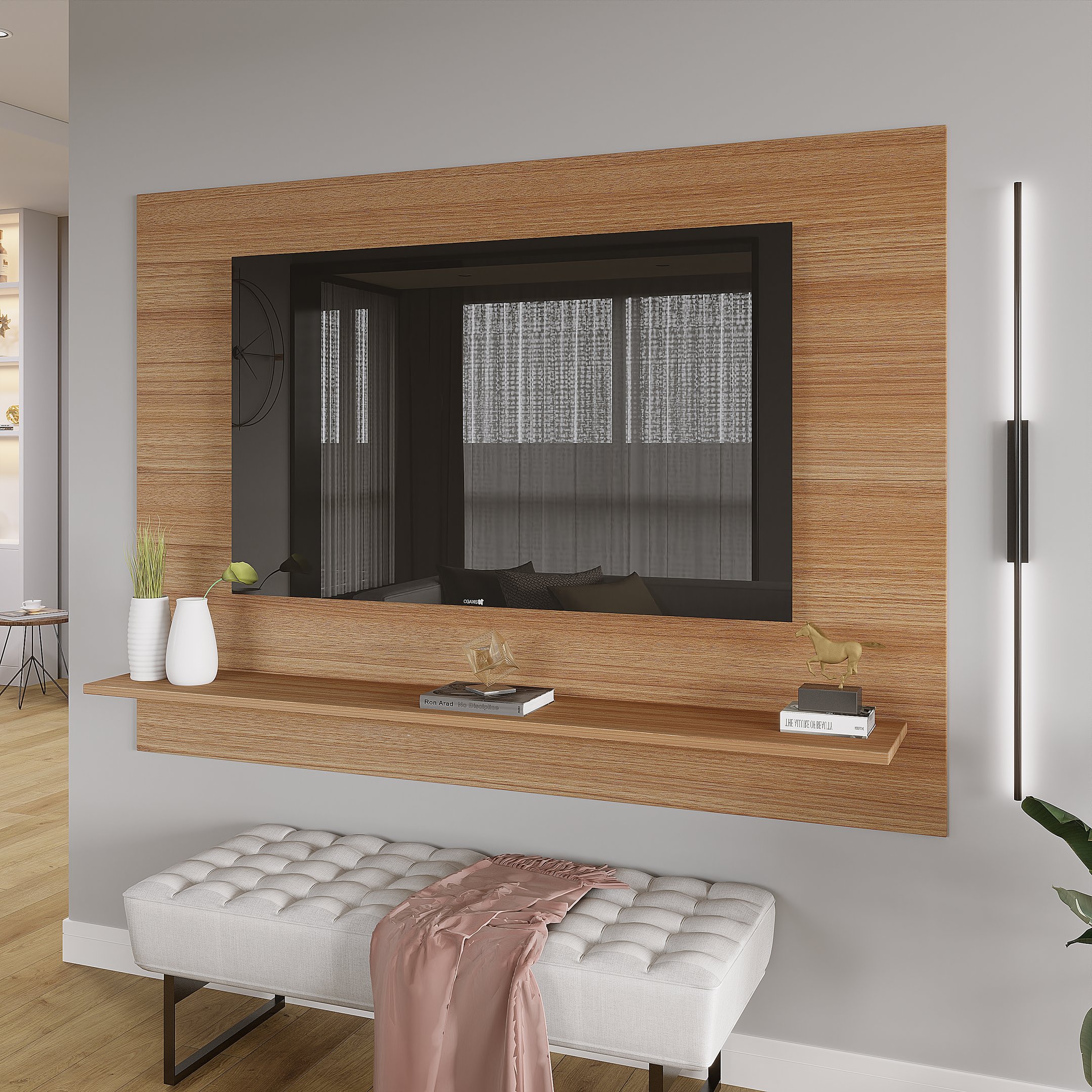 Painel para TV até 50 Polegadas 1 Prateleira Columbia Espresso Móveis ...