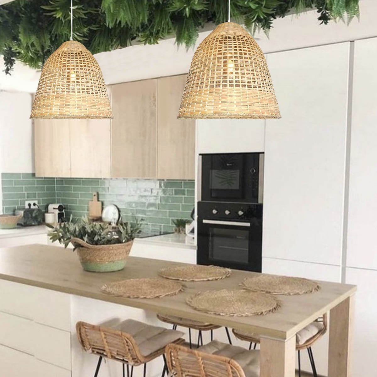 5 Pendente em Fibra Natural Artesanal Bambu Bancada Nat18 | MadeiraMadeira