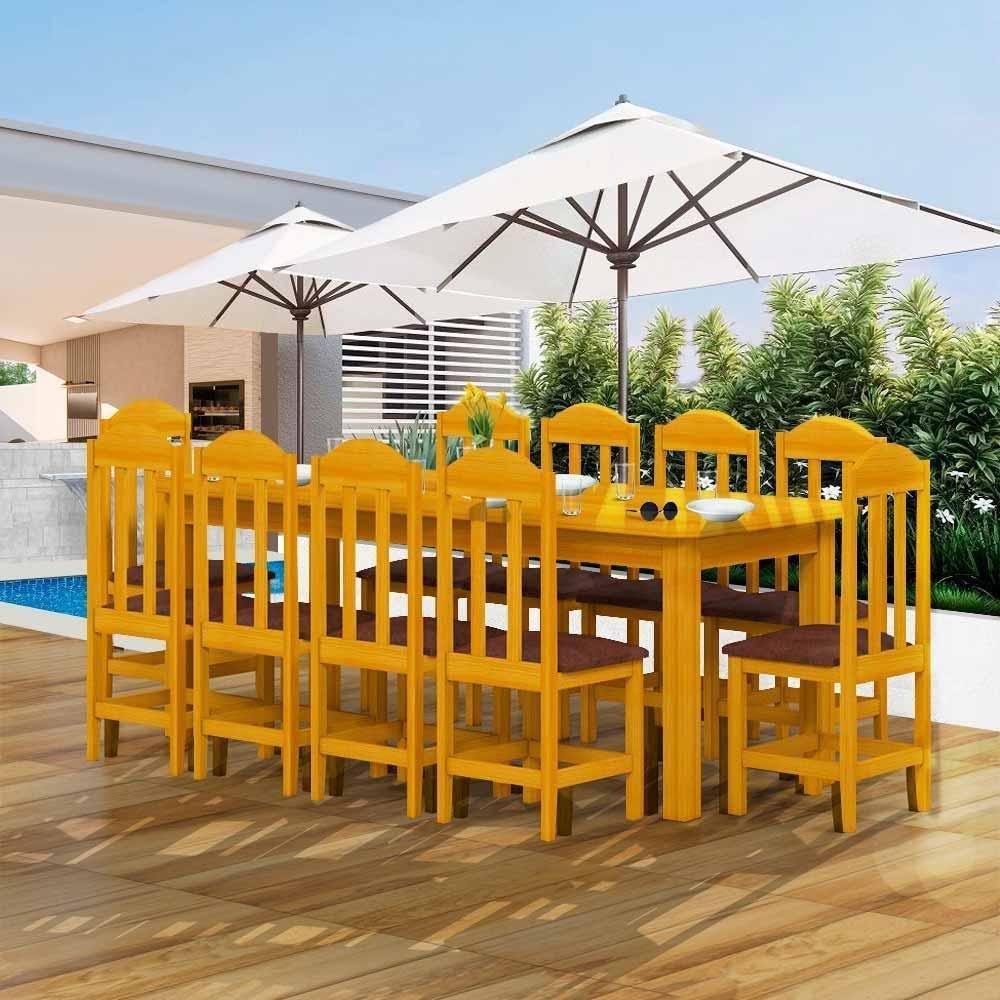 Mesa De Jantar Com 10 Cadeiras Estofadas Madeira Maciça Safira ...