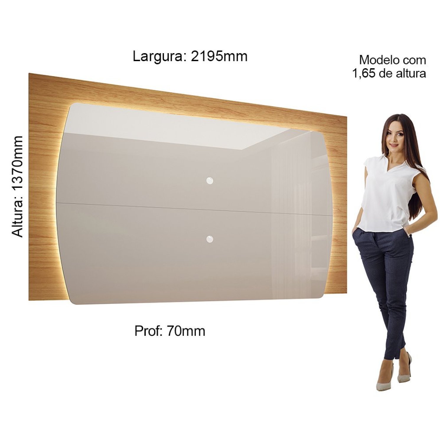 Painel para TV até 75 Polegadas com LED Sublime 220cm Gelius Móveis | MadeiraMadeira