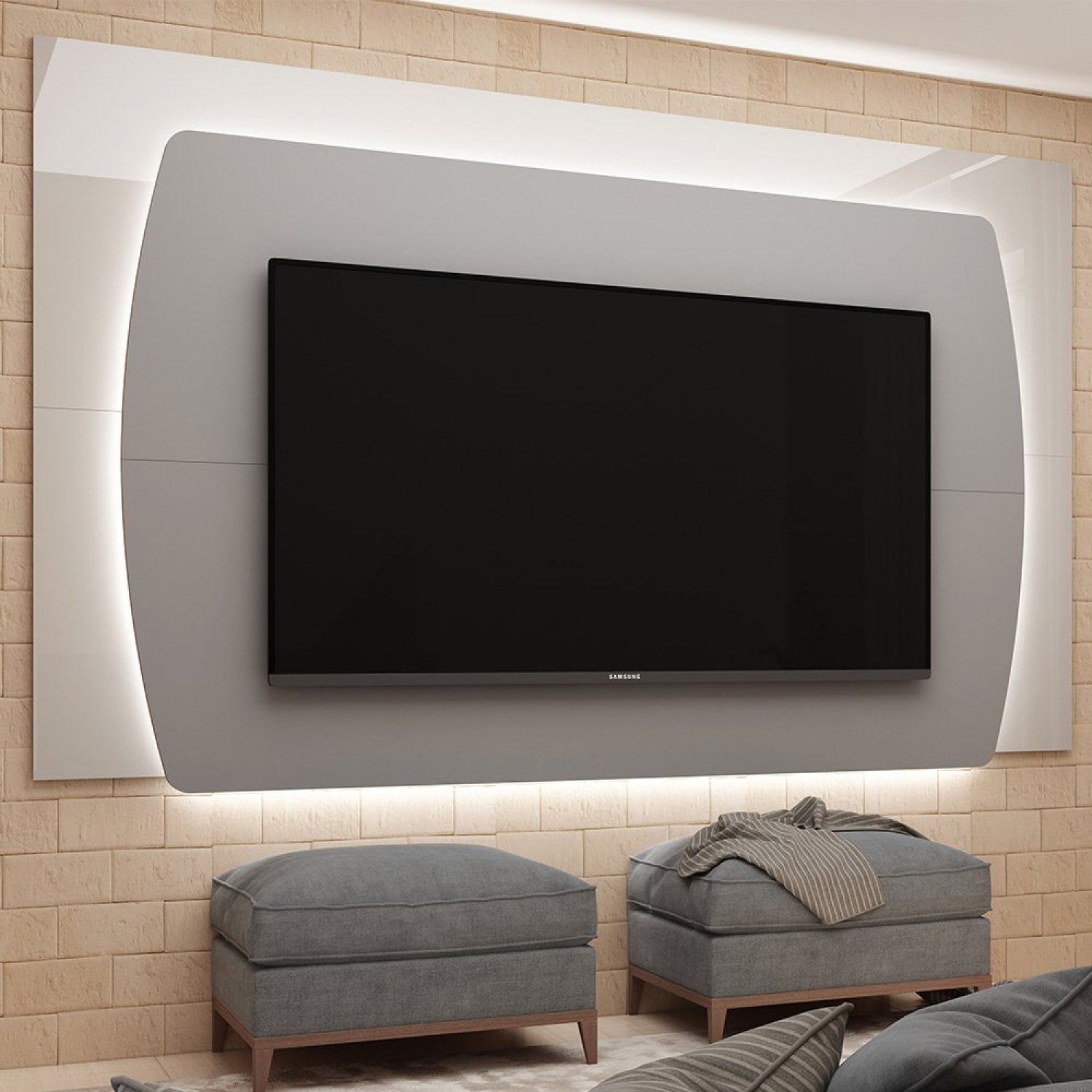 Painel para TV até 75 Polegadas com LED Sublime 220cm Gelius Móveis | MadeiraMadeira