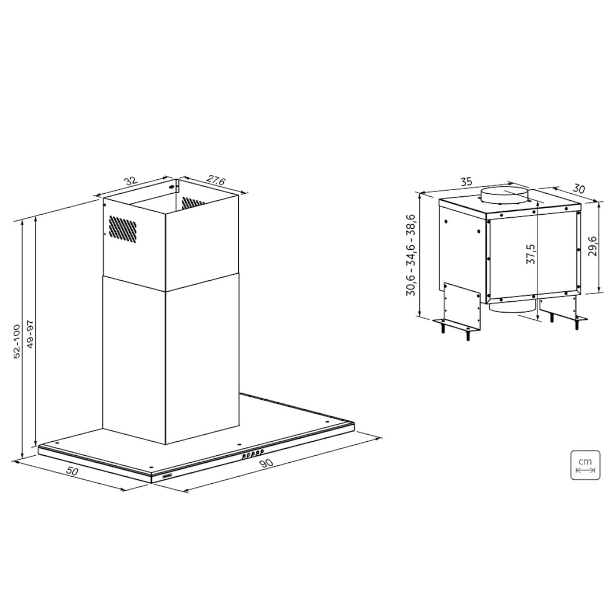 Coifa de Parede Tramontina Slim Wall 90 cm Split em Aço Inox 220V ...