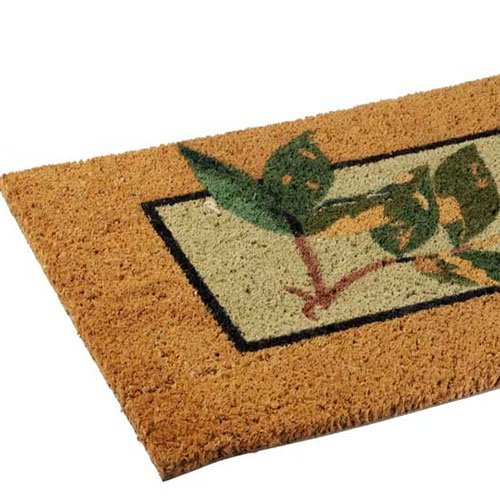 Capacho Flor Verde Retangular de Fibra Bordado - 60x40cm | MadeiraMadeira