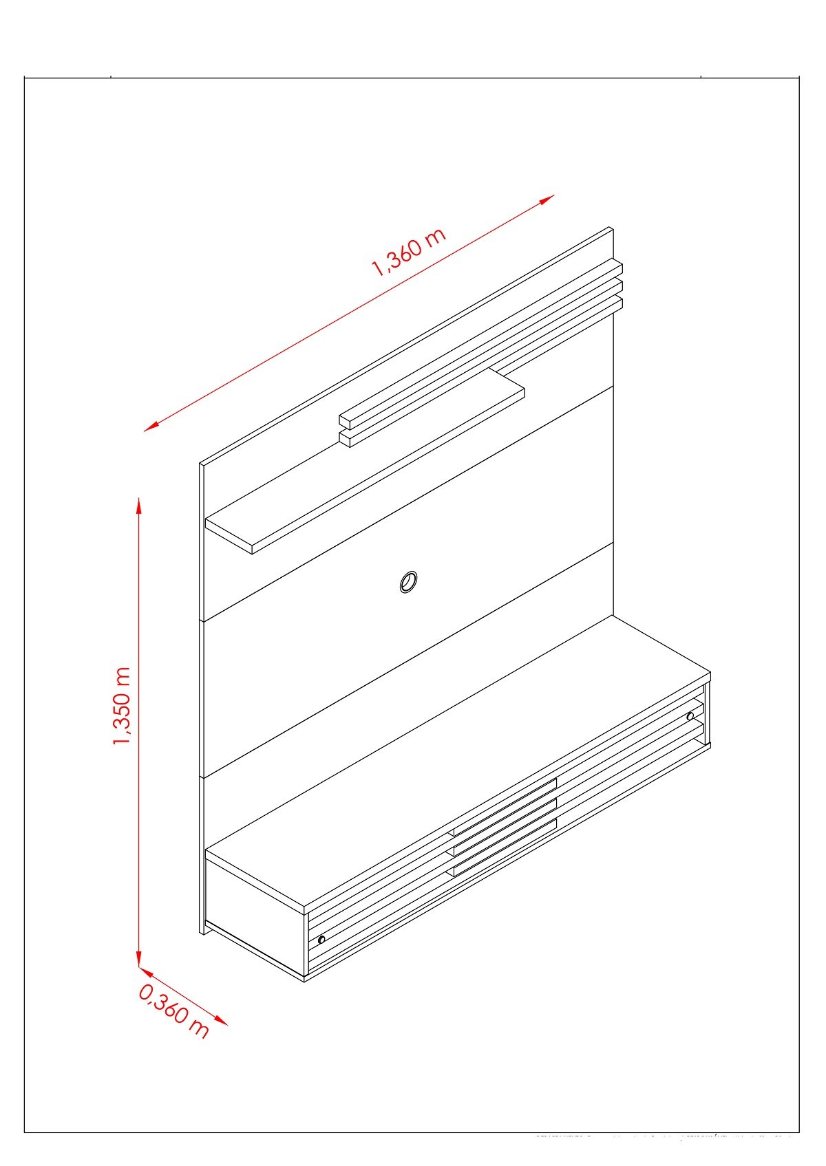 Painel Bancada Para Tv Até 55'' 2 portas Suspensa Frizz Sublime ...