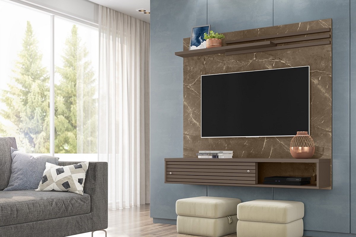 Painel Bancada Para Tv Até 55'' 2 portas Suspensa Frizz Sublime Imperial Sépia - Madetec ...