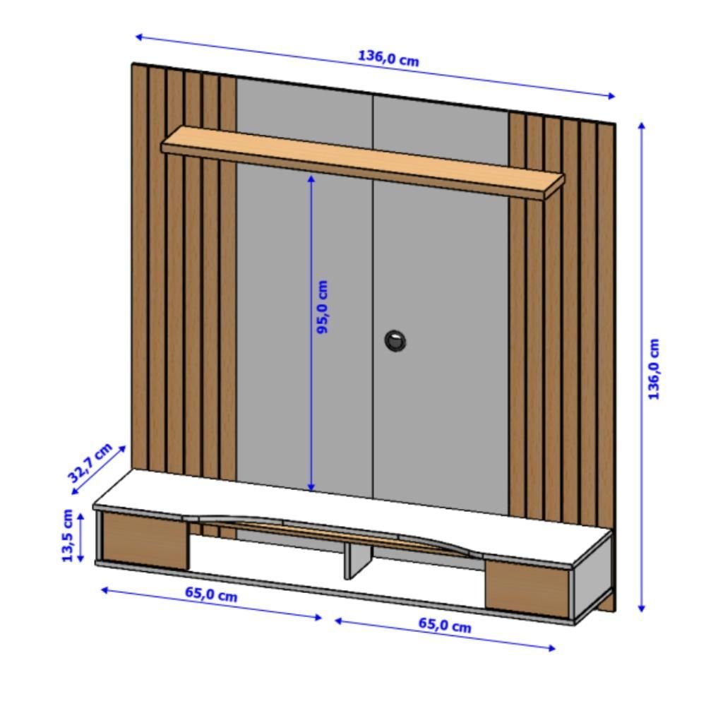 Painel Tv até 65 Pol Jeri Cinamomo Off White Bechara | MadeiraMadeira