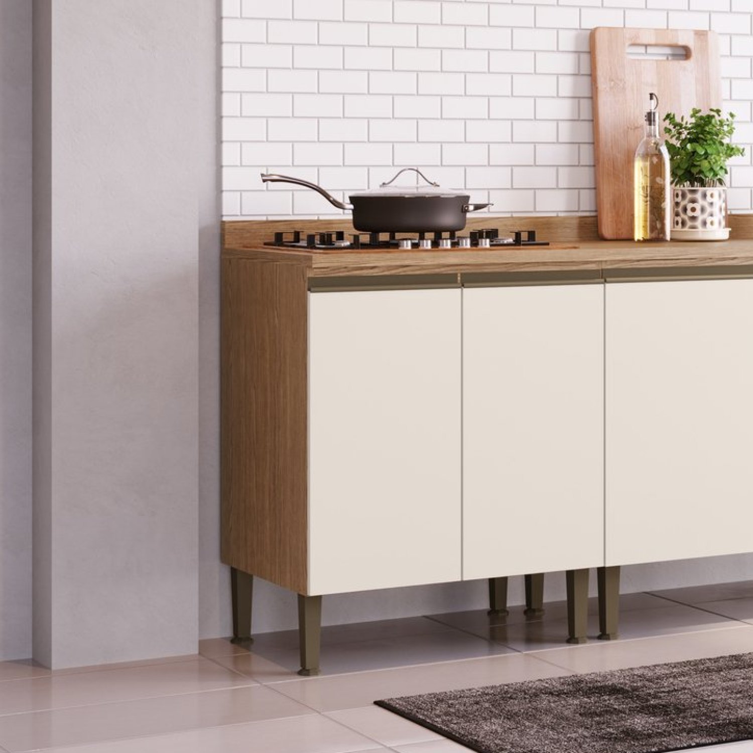 Balcão para Cooktop 70cm 2 Portas Genialflex | MadeiraMadeira