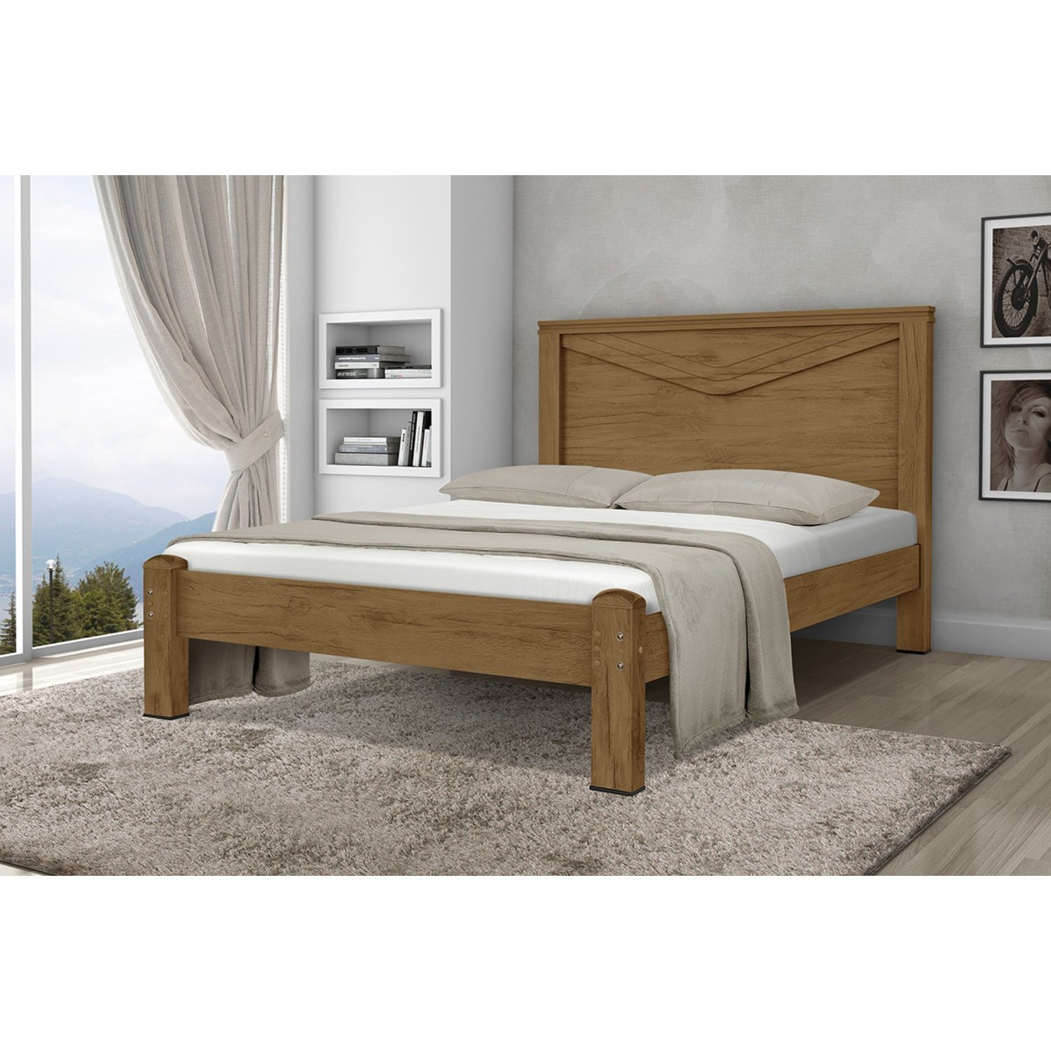 Cama Queen em MDF 214,5x168cm Jasmim | MadeiraMadeira