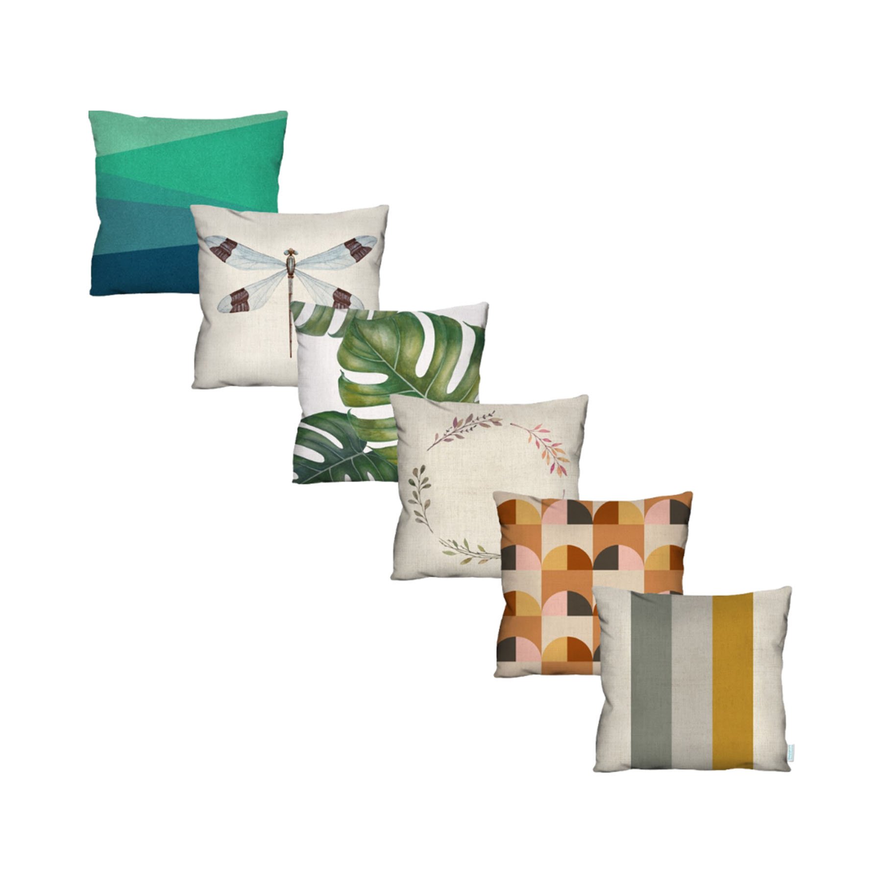 Kit C/ 6 Capas de Almofadas Estampadas Decorativas para Sofá 100% ...