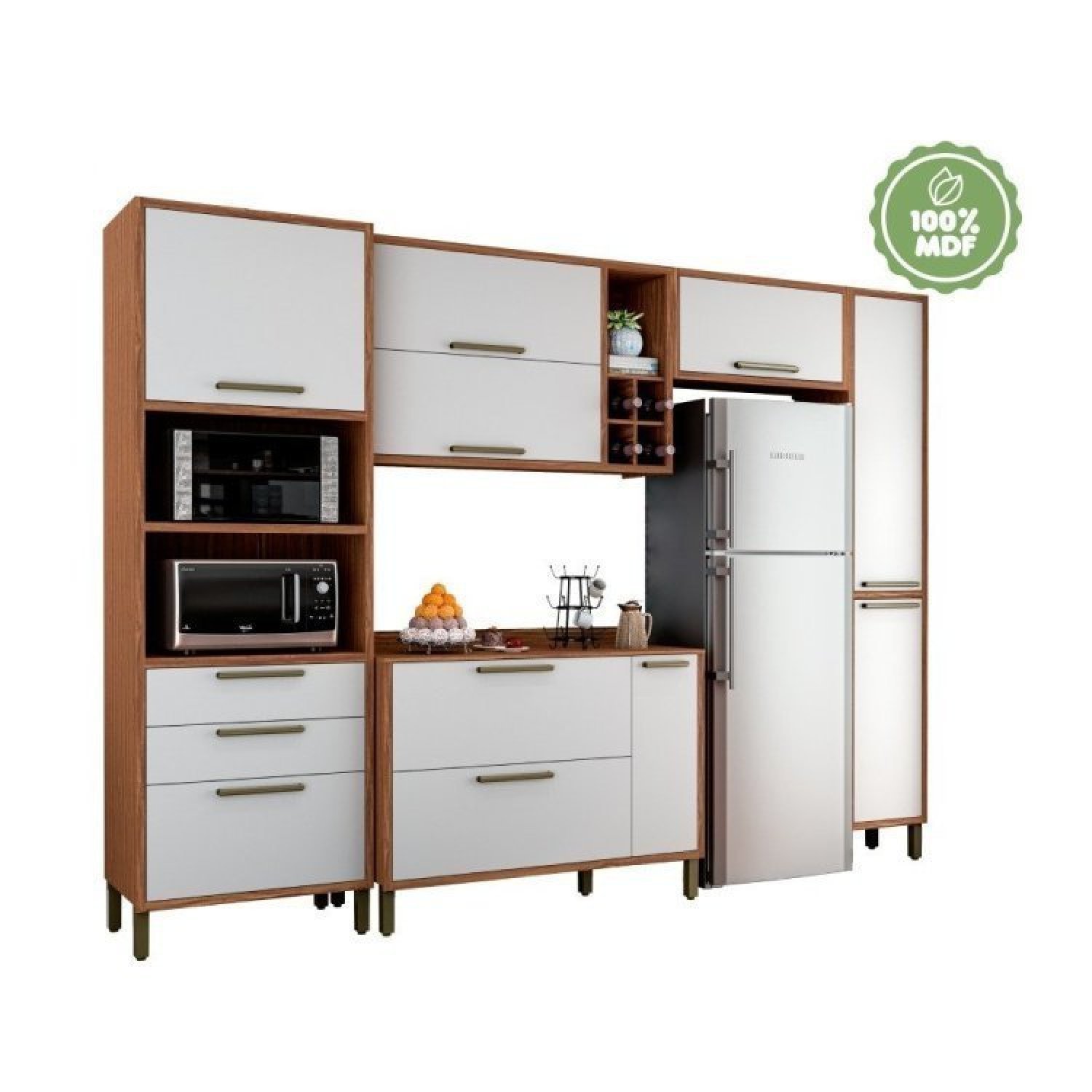 Cozinha Modulada Completa com 5 Peças 8 Portas 3 Gavetas e Mini Adega ...