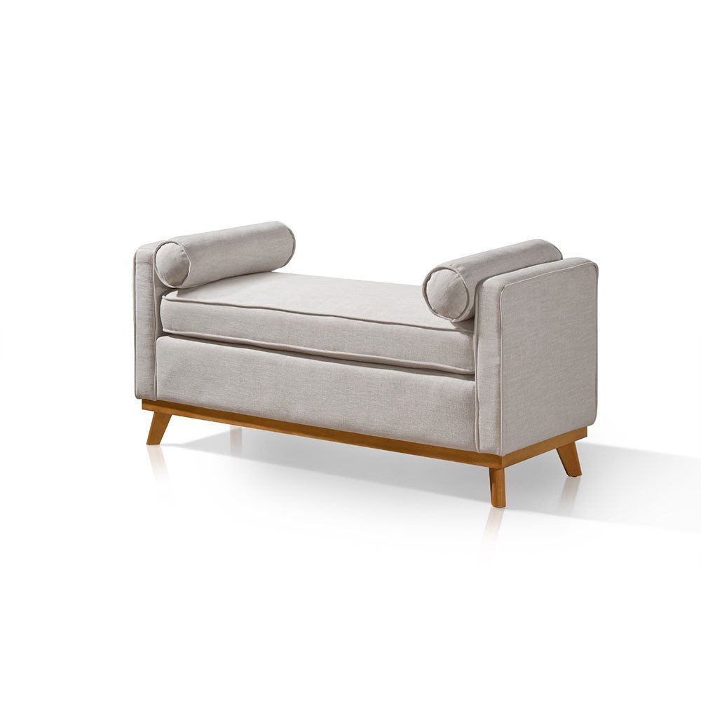 Recamier Italia 1,00M com Base Madeira Linho Sofatec | MadeiraMadeira