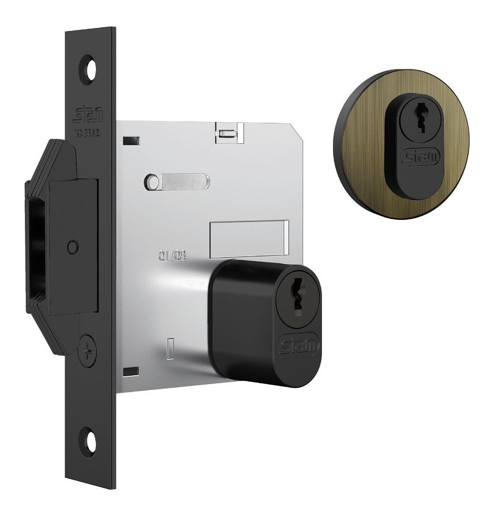 Fechadura Stam 1006 Porta Correr Escovado Antique Redonda | MadeiraMadeira