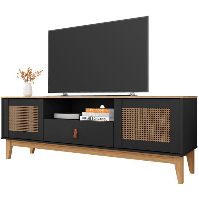 Rack Bancada 2 Portas 1 Gaveta 160 CM 011076 Preto Cedro DCASA ...