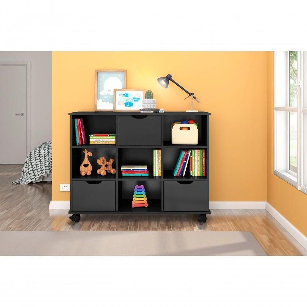 Nicho Organizador Preto 3 Gavetas com Rodízios Dritex Gavetas Pretas ...