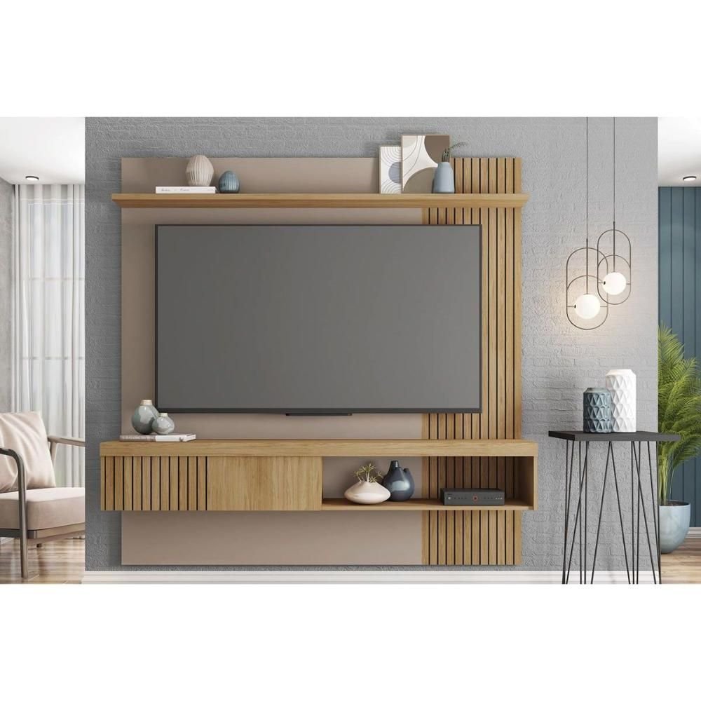 Painel Home P/ Tv até 65 Pol Jade Ripada 180x183cm Buriti/fendi ...