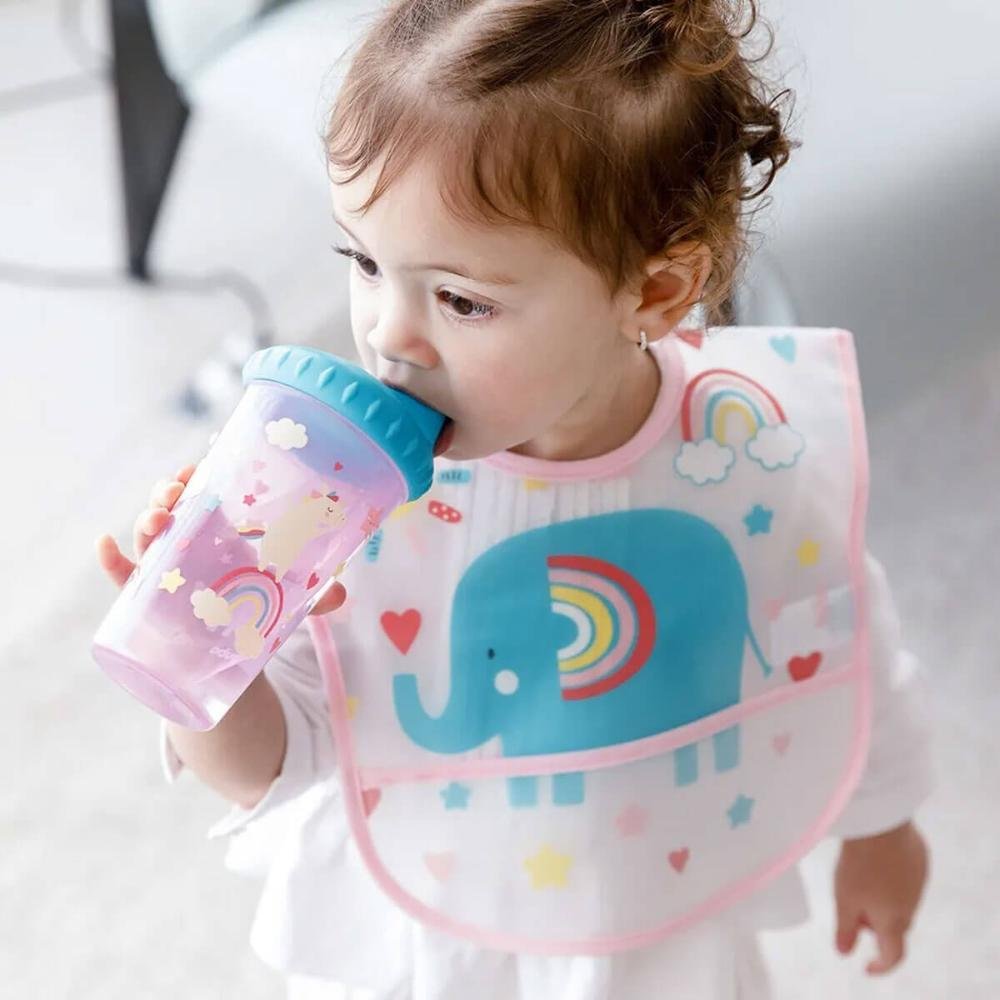 Babador Infantil Impermeável com Coletor Cata Migalhas Arco Íris Bebê ...