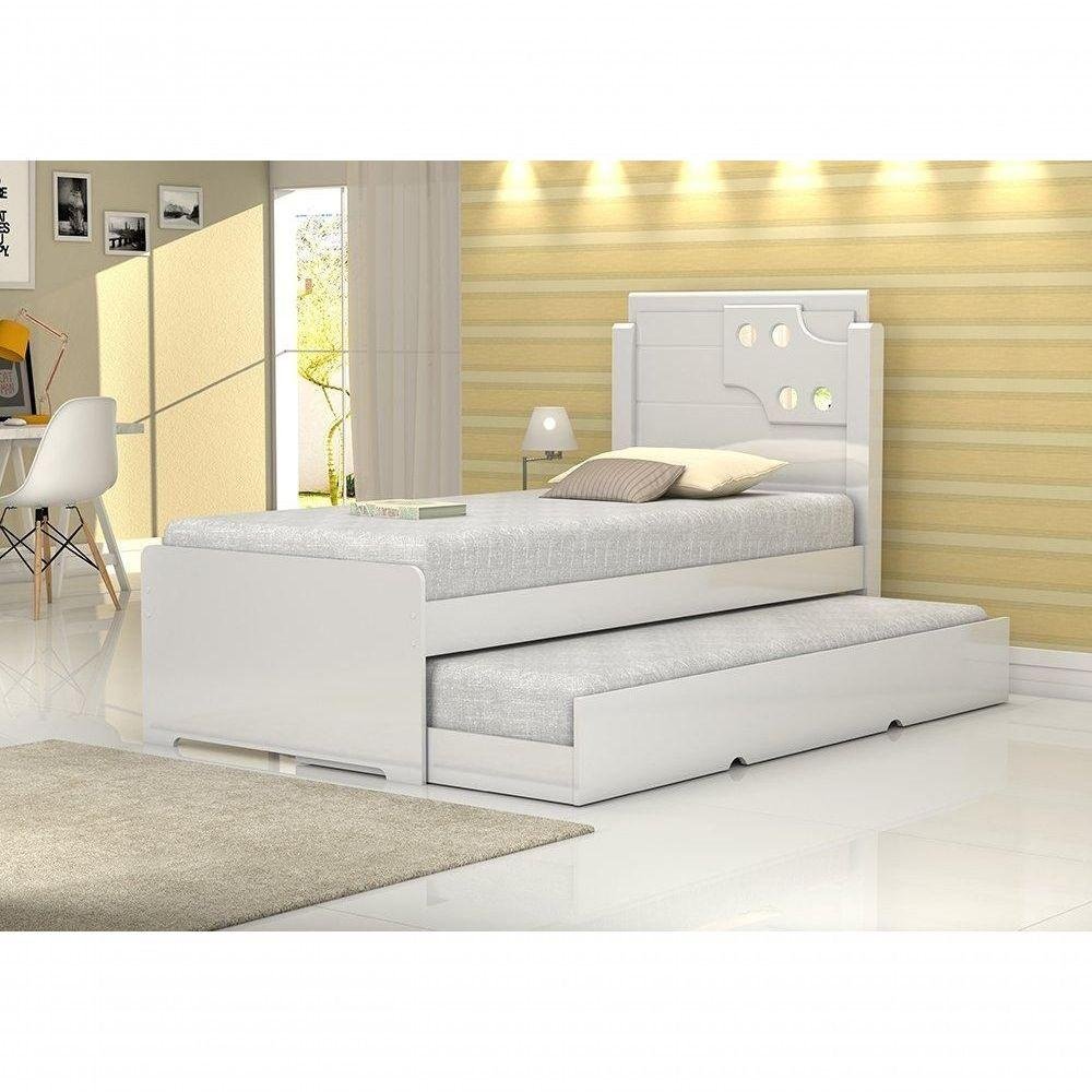 Cama de Solteiro Bibox Luiza Branco com Auxiliar - Vitamov | MadeiraMadeira