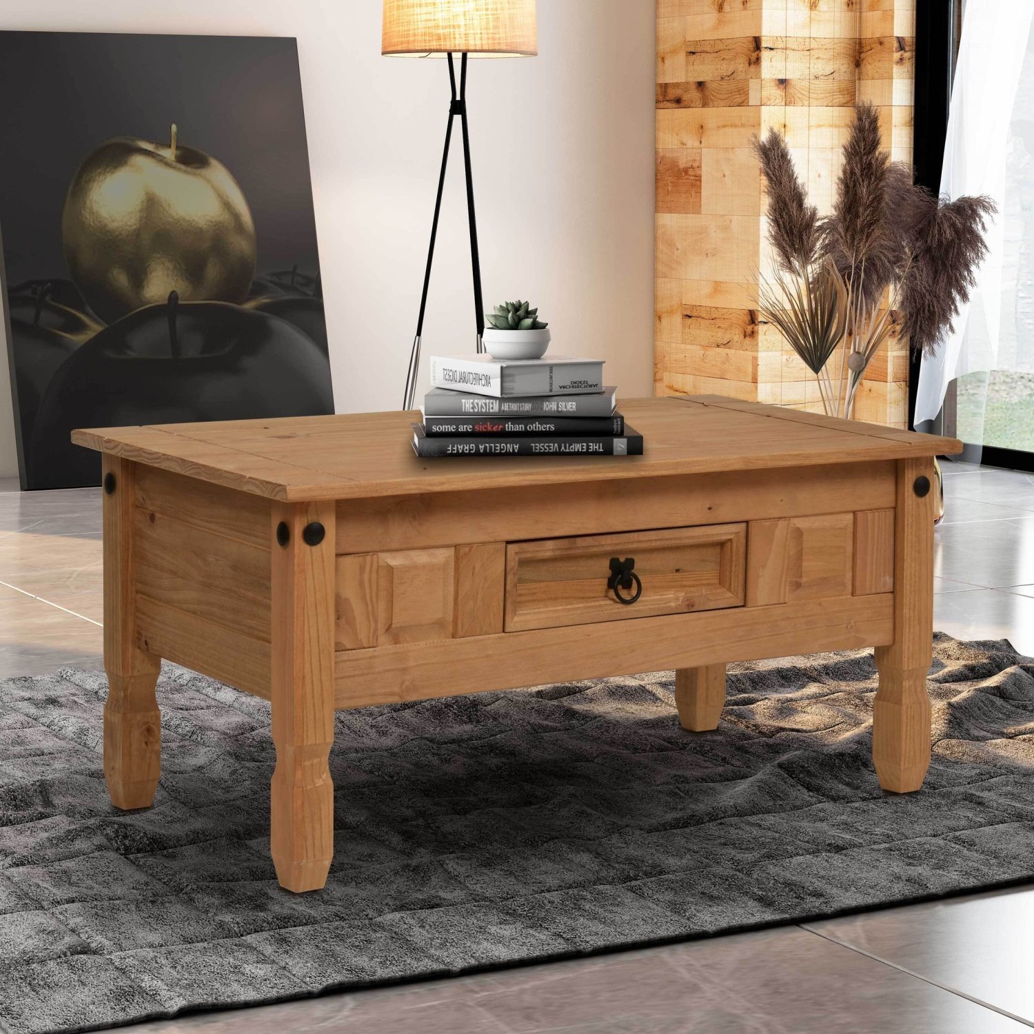 Mesa de Centro Retangular 1 Gaveta Madeira Corona Wolgue | MadeiraMadeira