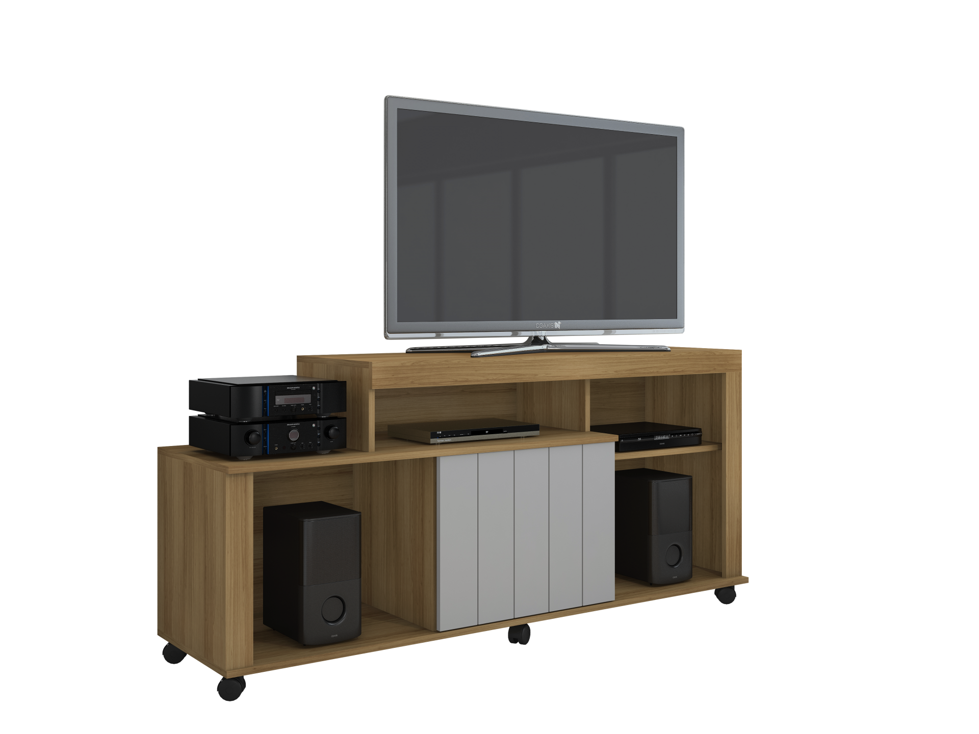 Rack Ouro Para TVs Até 43 Polegadas Com Rodinha Uma Porta JCM Moveis ...