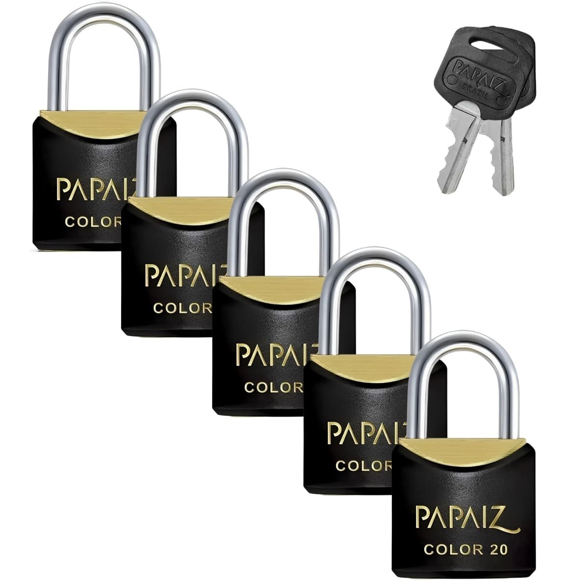 Cadeado Pequeno 20mm Haste Curta Latão Maciço Preto com Chave | Papaiz ...