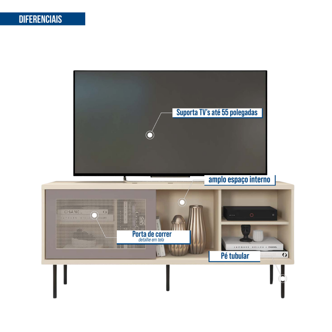 Rack para TV até 55 Polegadas Industrial 136cm em BP Porta Telada ...