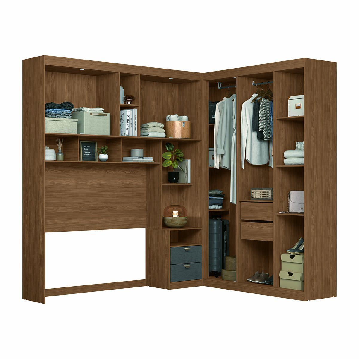 Guarda-roupa Casal Modulado Lugano Jatobá/grafite 7 Portas 4 Gavetas ...