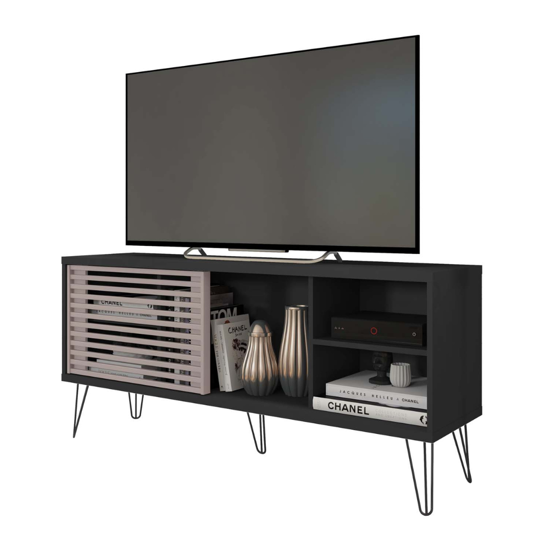 Rack para TV até 55 Polegadas Industrial Retrô 136cm em BP Porta Ripada Multiverso Caemmun ...