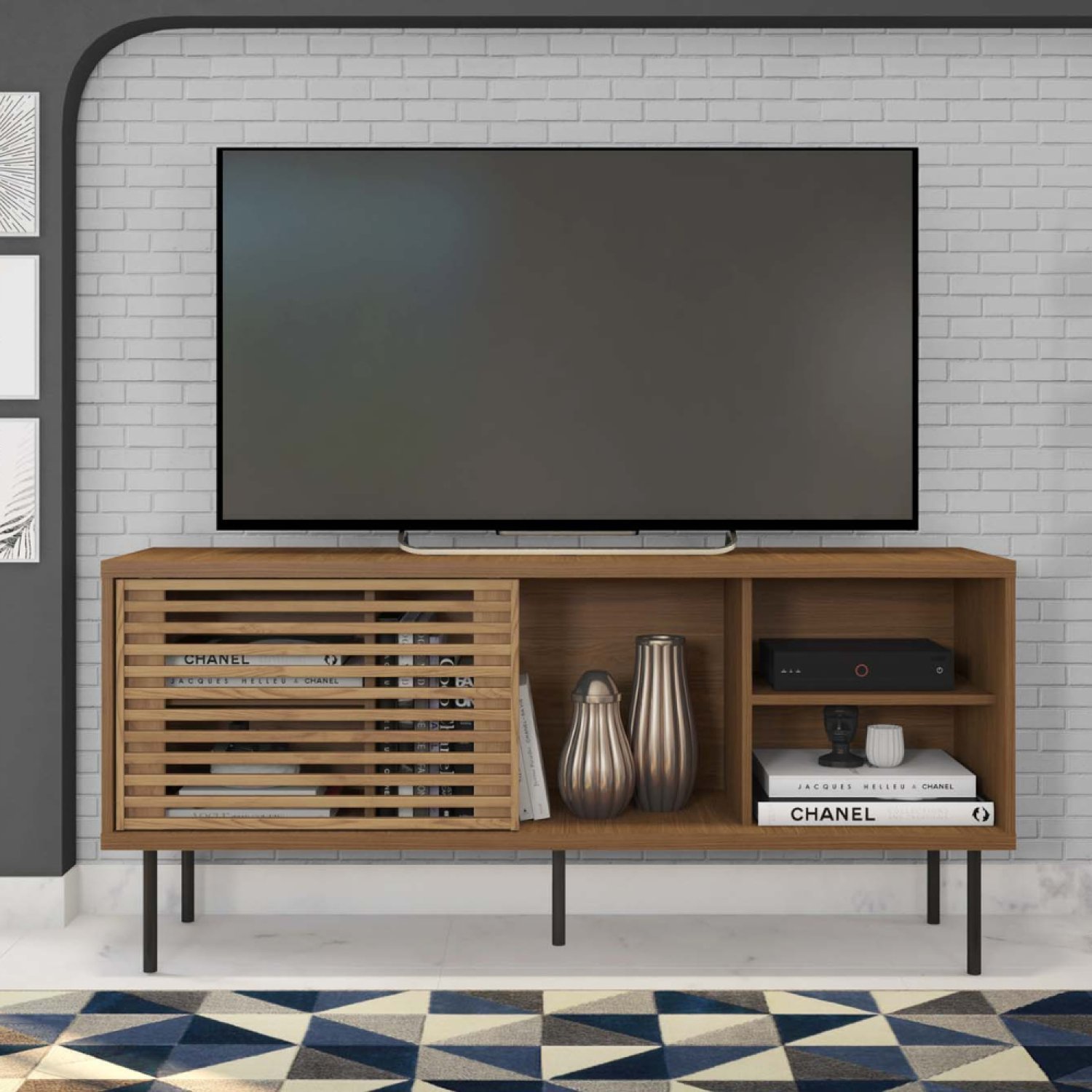 Rack para TV até 55 Polegadas Industrial 136cm em BP Porta Ripada ...