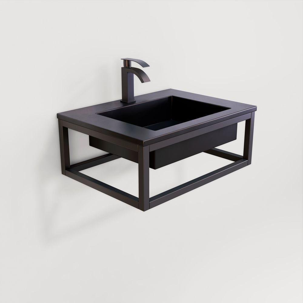 Bancada Monaliza Em Ferro Preto Com Cuba Preta Fosca 60X45Cm ...