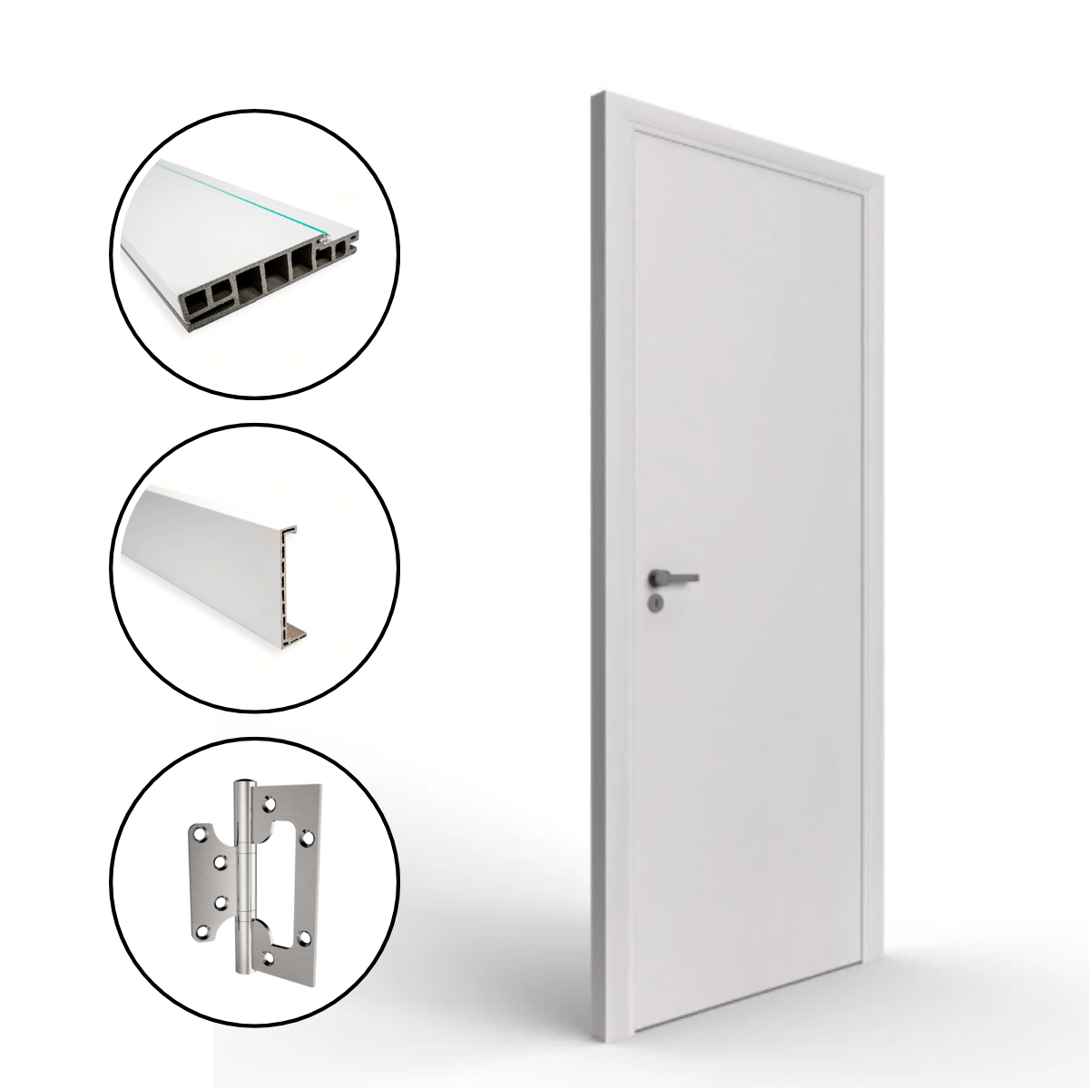 Kit Porta Branca Lisa 70x210 Batente 9cm À 14cm C/ Guarnição Regulável ...