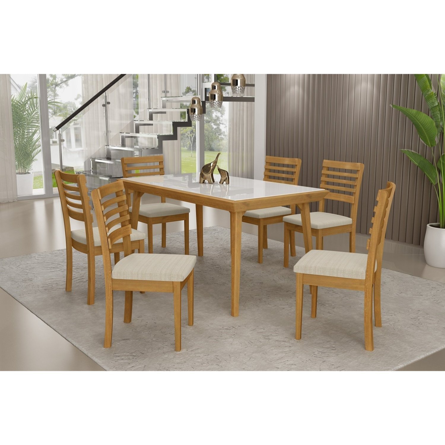 Conjunto 6 Cadeiras em Madeira Marcela Liptus | MadeiraMadeira