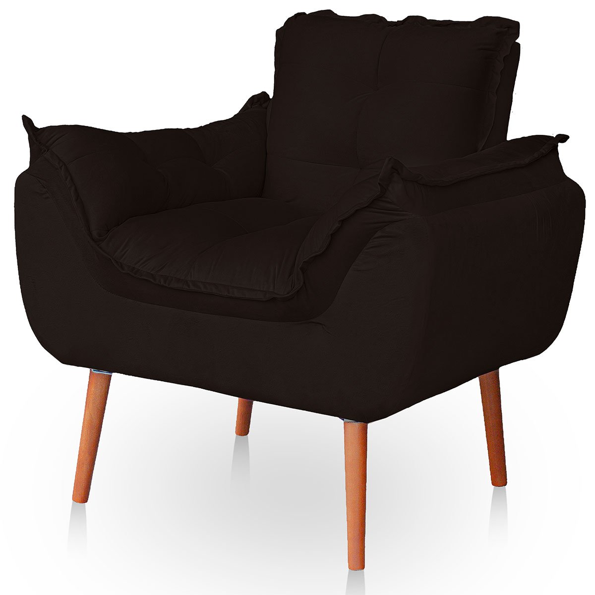 Poltrona Opala para Sala Confortável Resistente Veludo Marrom ...