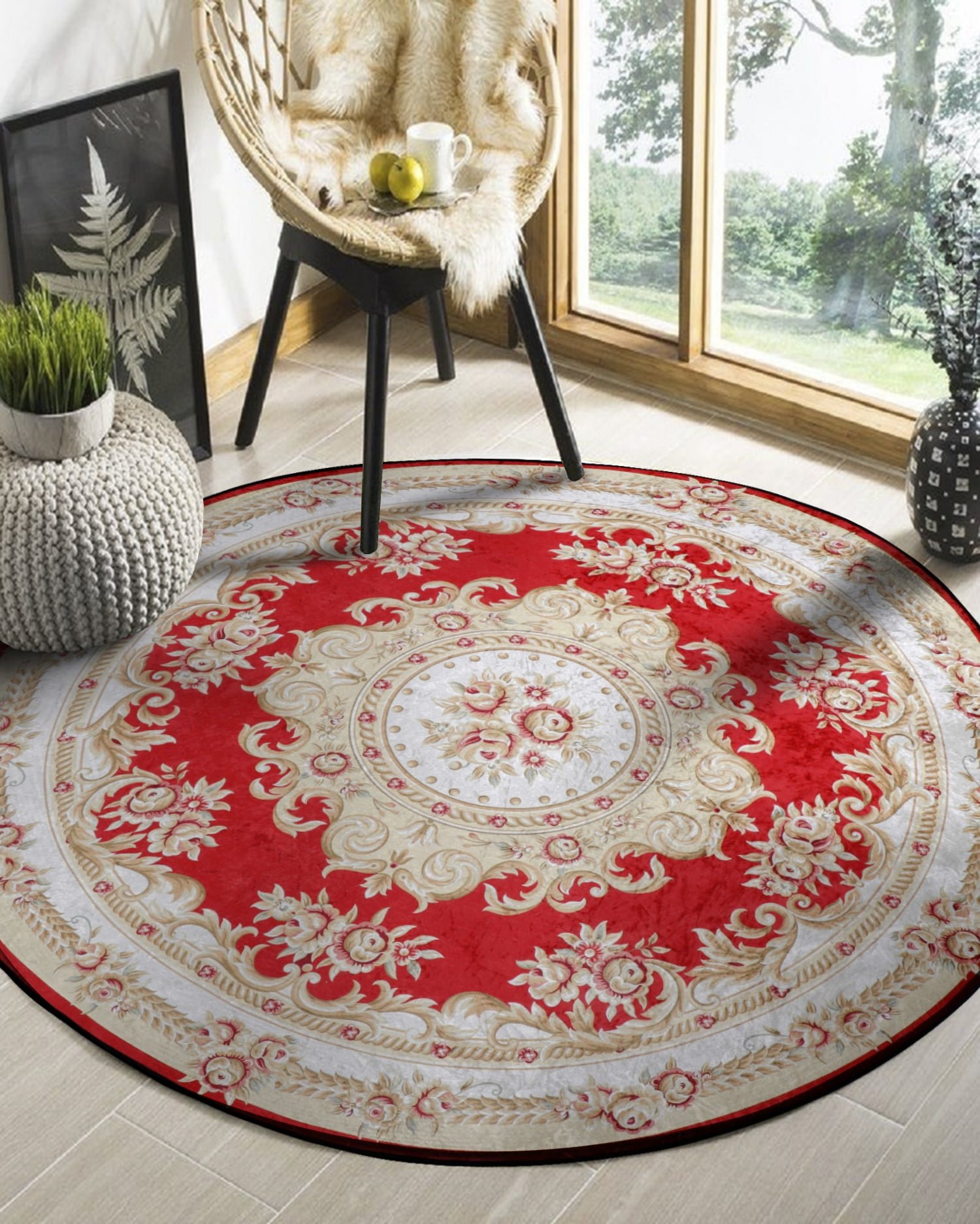 Tapete Redondo Belga Turco Persa 1,50x1,50m Ambiente Luxo:Vermelho ...