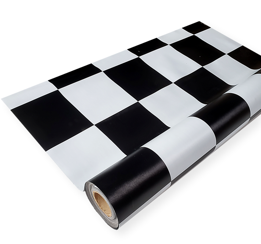 Piso Vinílico em Manta Pvc Preto Branco Dama ou Cimento 1x7m Cor:dama | MadeiraMadeira