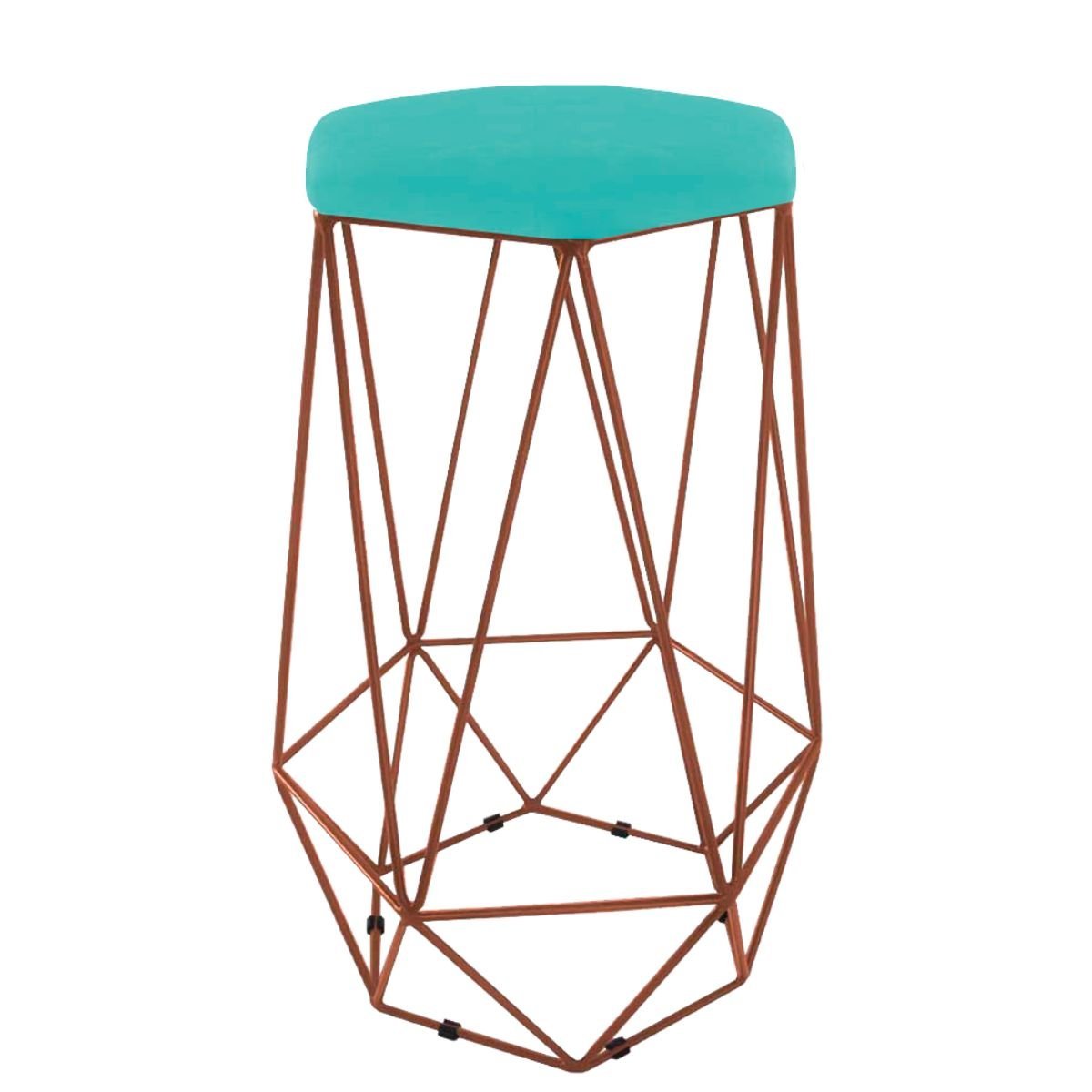 Kit 2 Banquetas Decorativas Hexagonal Aramado Bronze- Aliw Decor: Azul ...