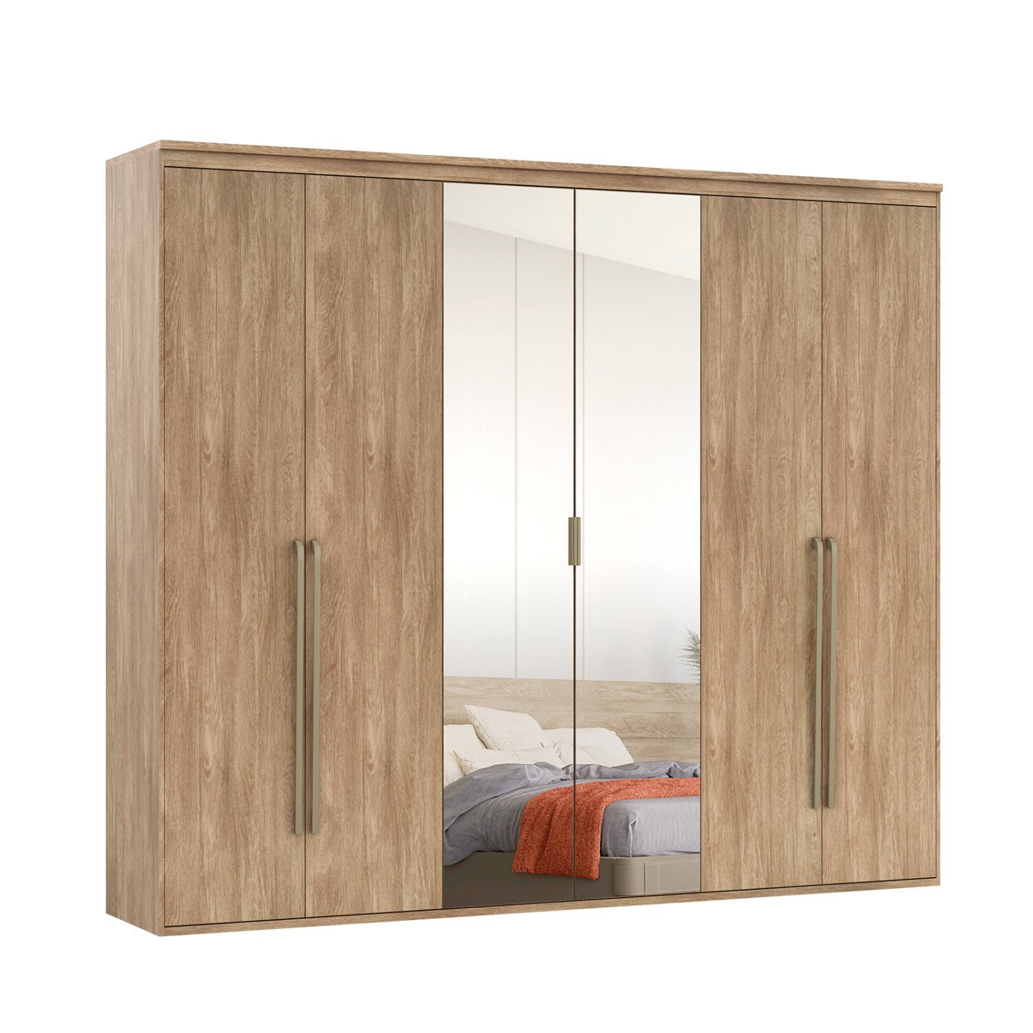 Guarda Roupa Casal 6 Portas com Espelho Interior 1 Originale Belmax ...
