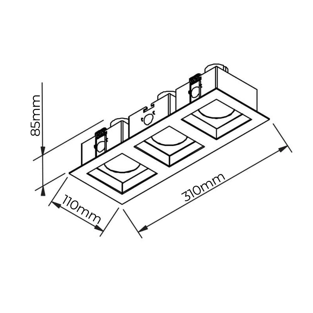 Spot de Embutir Newline Flat para 3 Lâmpadas AR70 GU10 Bivolt Branco e ...