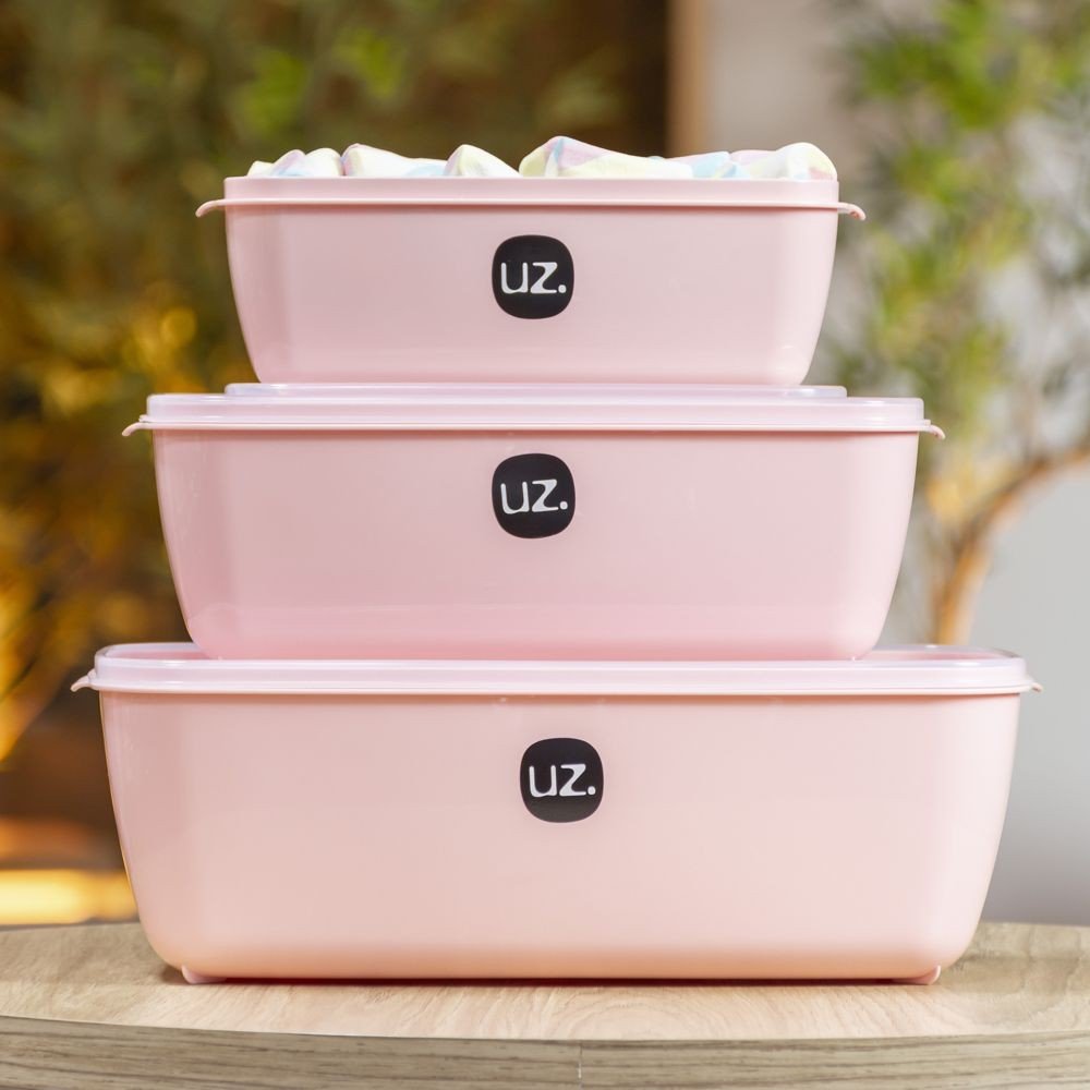 Kit com 3 Potes Multiuso Retangular com Tampa Uz-K002 Uz Utilidades ...
