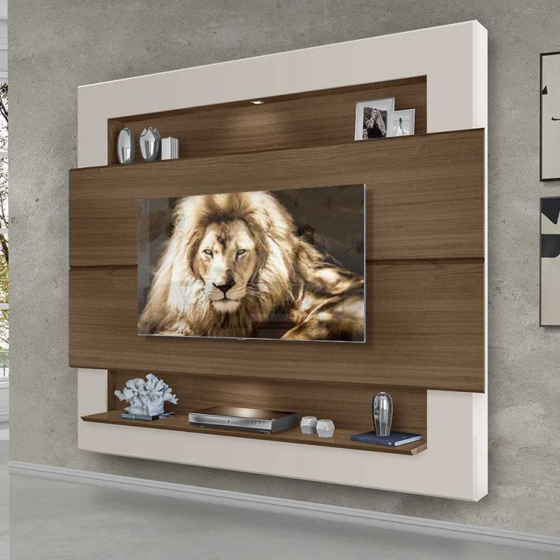 Painel Para TV Com Led Suspenso Milão Amendoa Off White | MadeiraMadeira