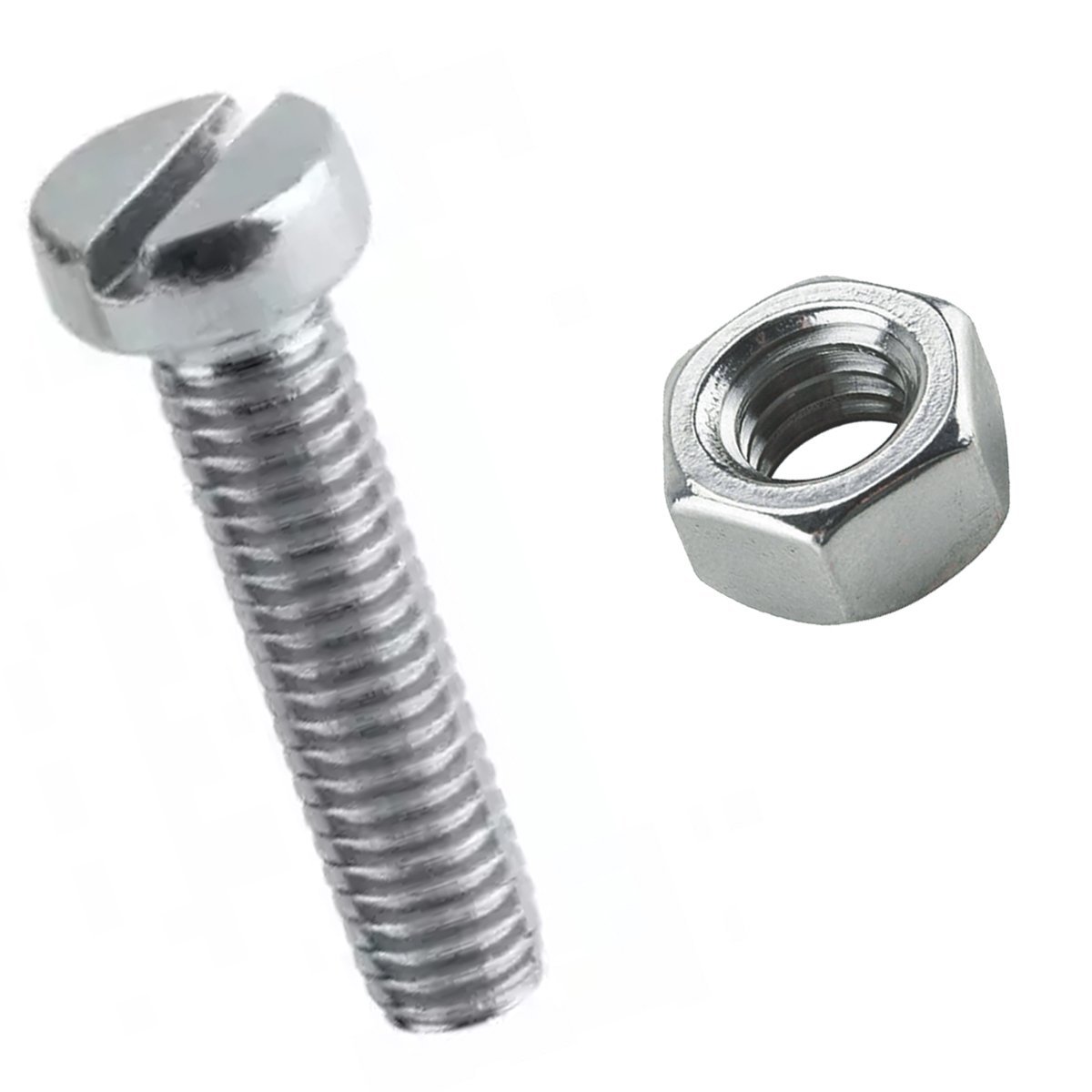 100 Kits - Parafuso Máquina M4 X 20 + Porca Zinco Branco | MadeiraMadeira