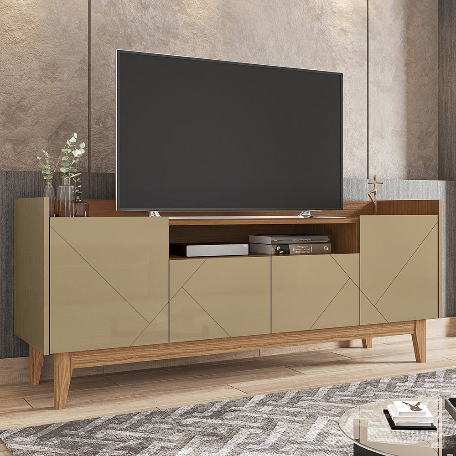 Rack para TV até 60 Polegadas 4 Portas 1 Nicho 158cm Adria Versátile ...