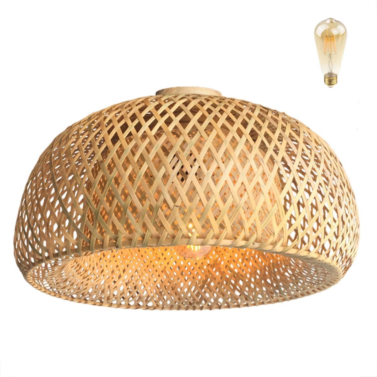 Luminaria Bambu Teto Artesanal Fibra Natural Nat66 + Led | MadeiraMadeira